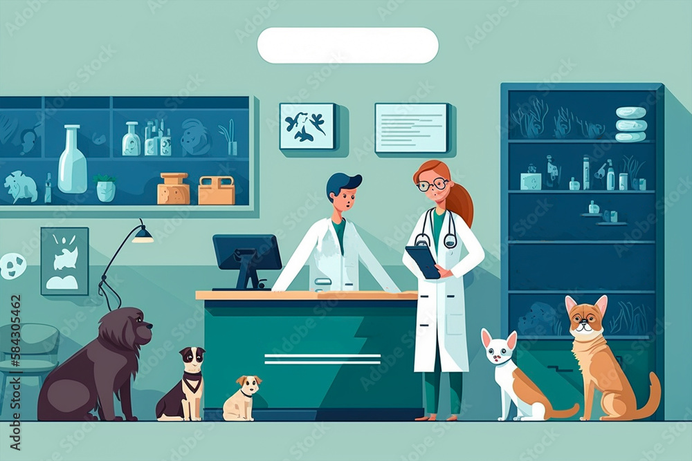 Veterinary clinic doctor examining, vaccination and health care for ...