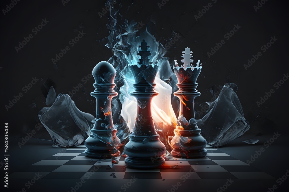 chess concept created using AI Generative Technology Stock Illustration ...