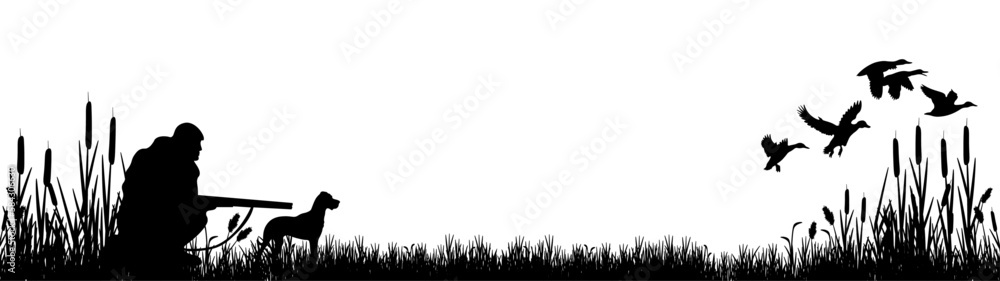 Wildlife Duck animals hunting hunt landscape panorama vector ...