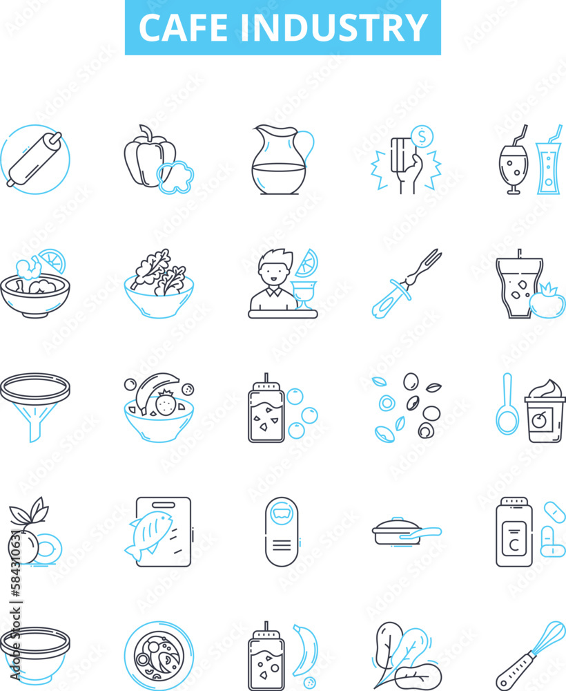 Cafe industry vector line icons set. Cafe, Industry, Coffee, Beverage ...