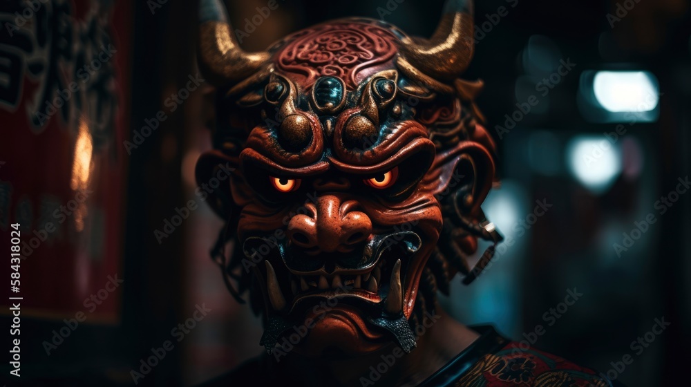 Chinese dragon mask in temple background, high detailed old traditional ...