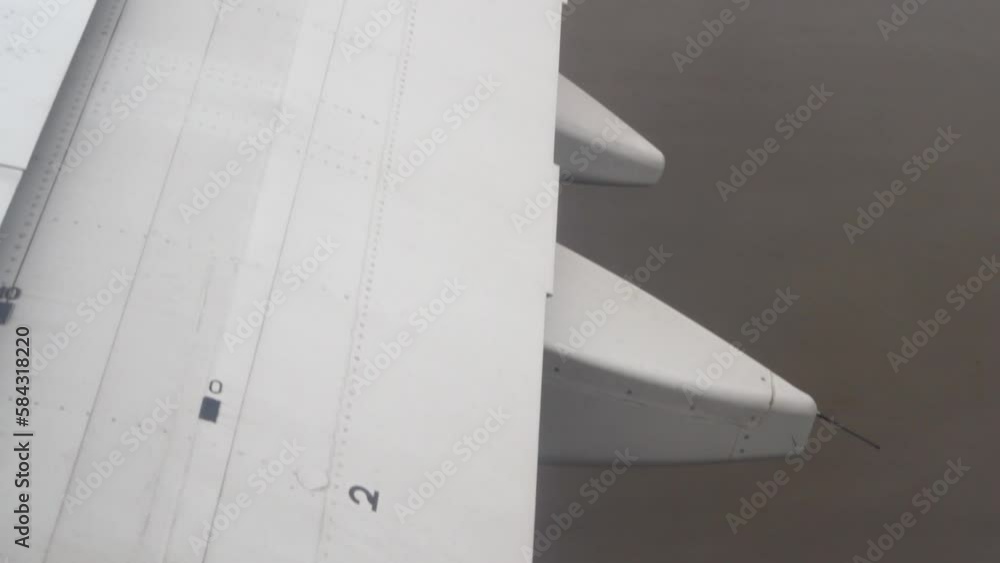 Acceleration and takeoff of the aircraft from the runway, view from the ...