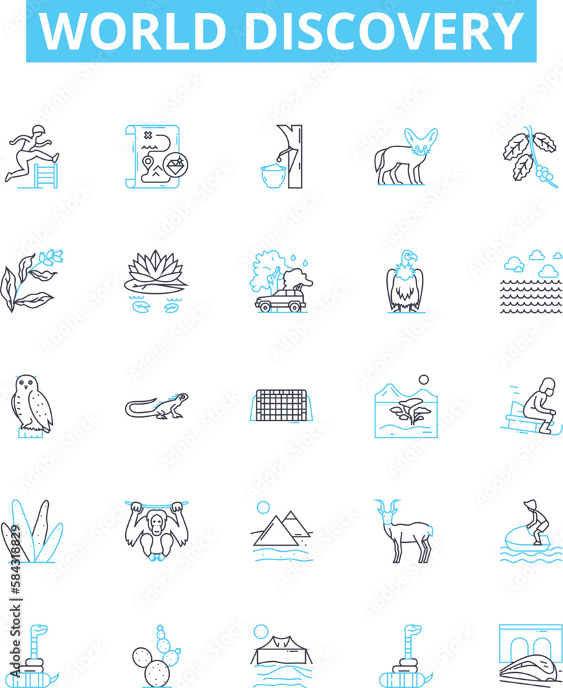 world discovery vector line icons set. Exploration, Expedition ...