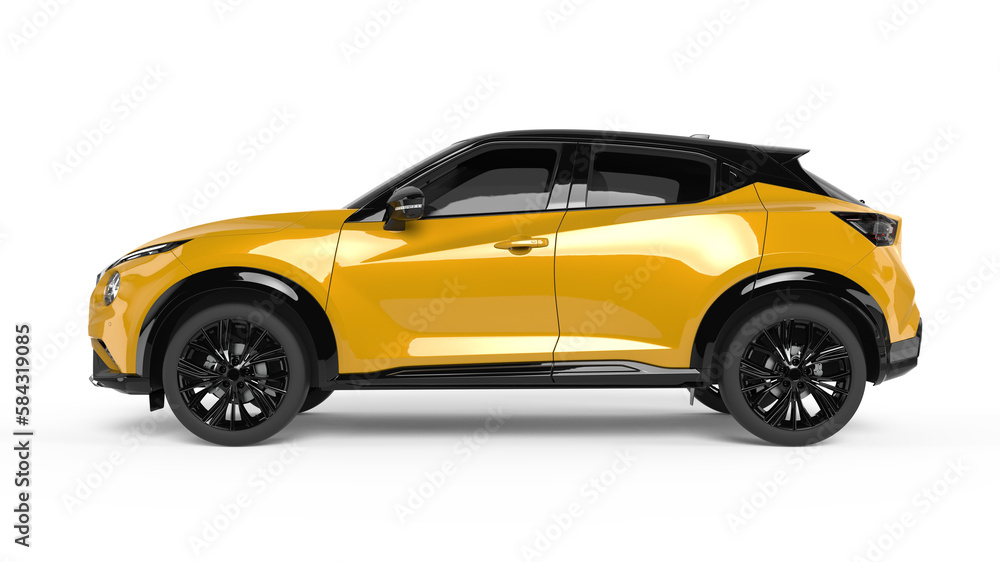 Yellow SUV car left view on transparent background Stock Illustration ...