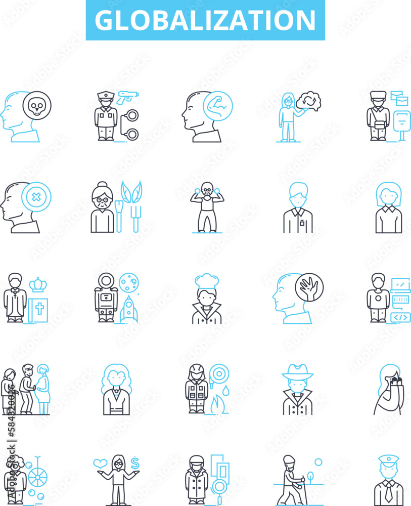 Globalization Vector Line Icons Set Globalization Internationalization Integration