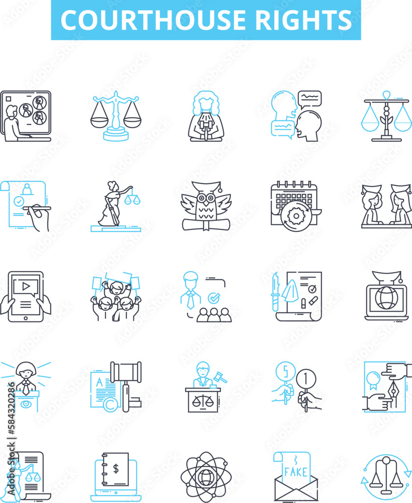 Courthouse rights vector line icons set. Lawyer, Garnishment, Due ...