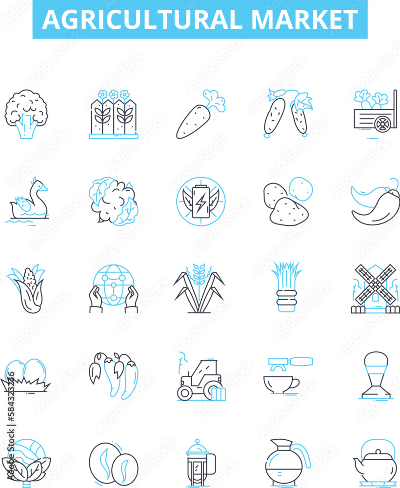 Agricultural market vector line icons set. Farming, Agriculture, Crop ...