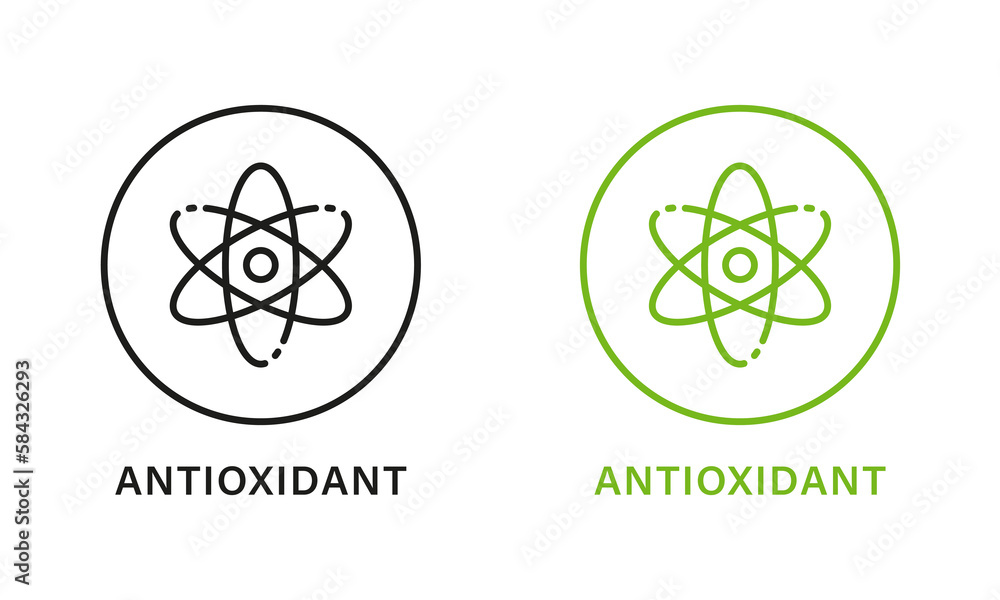 Antioxidant Line Green and Black Stamp Set. Free Anti Oxidant Outline ...