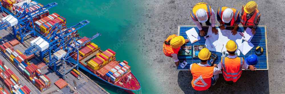 Architectural engineer, international containers cargo ship at ...