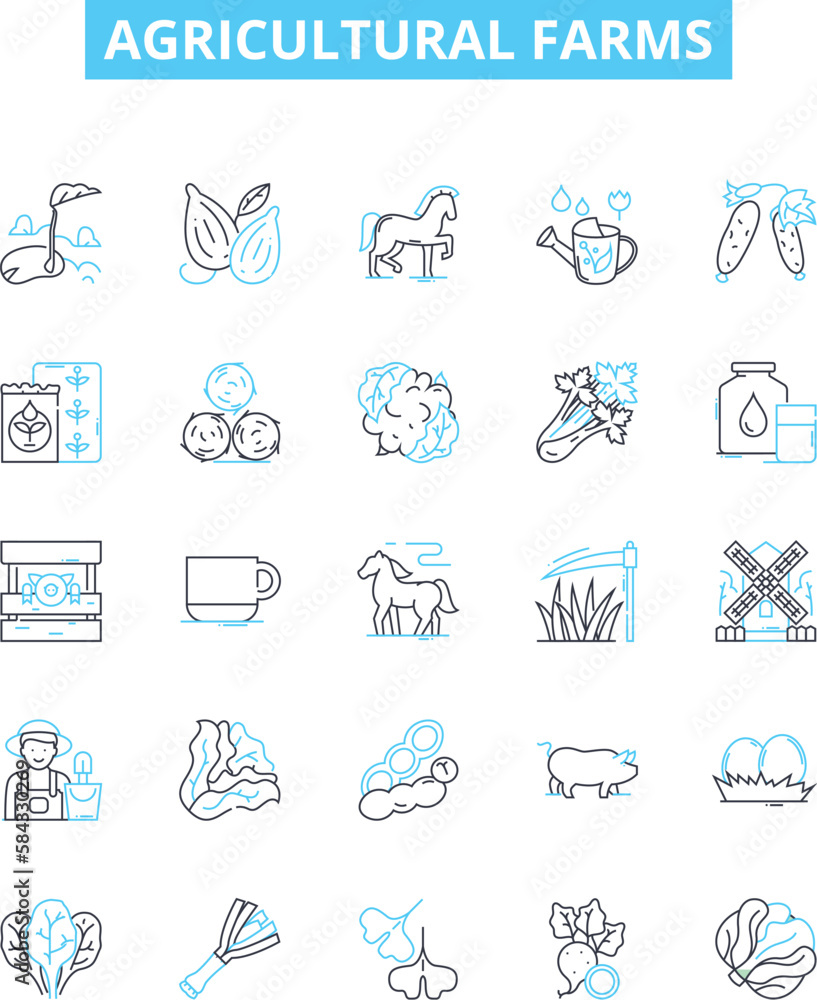 Agricultural farms vector line icons set. Farms, Agriculture, Crops ...