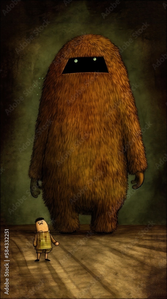storybook andy monster creature portrait anthropomorphic bear brown ...