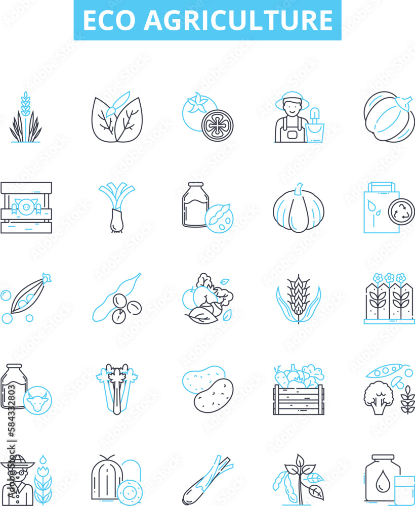 Vecteur Stock Eco agriculture vector line icons set. Organic ...