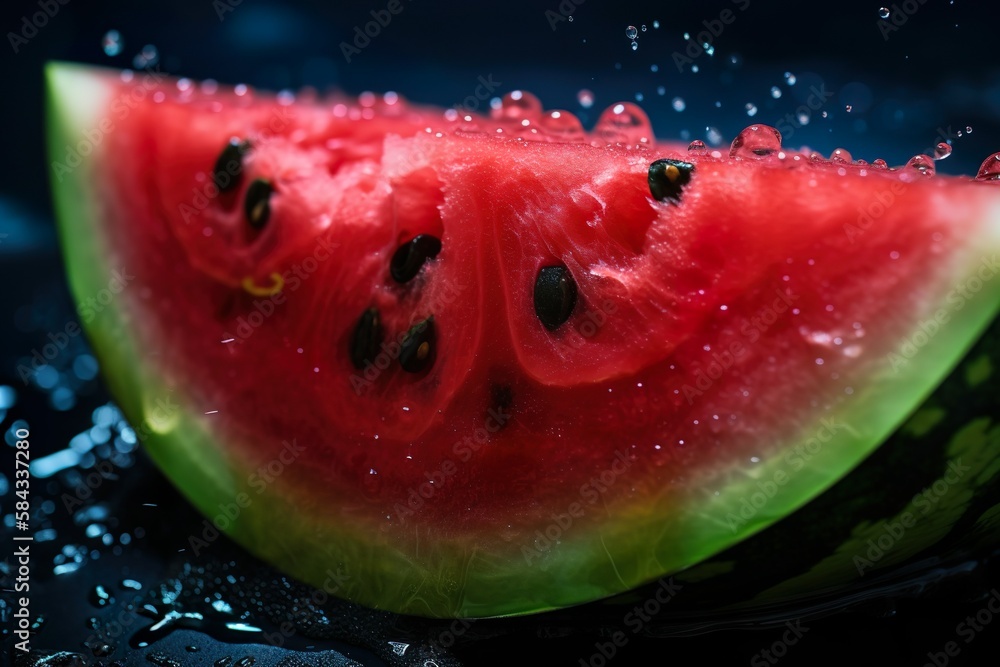 Watermelon slice covered in tiny droplets of water - food products ...