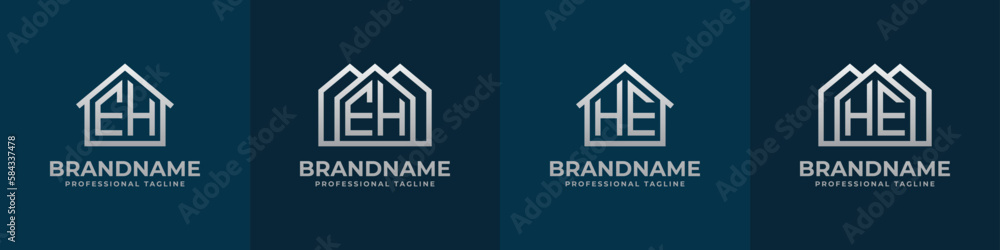 Letter EH and HE Home Logo Set. Suitable for any business related to ...