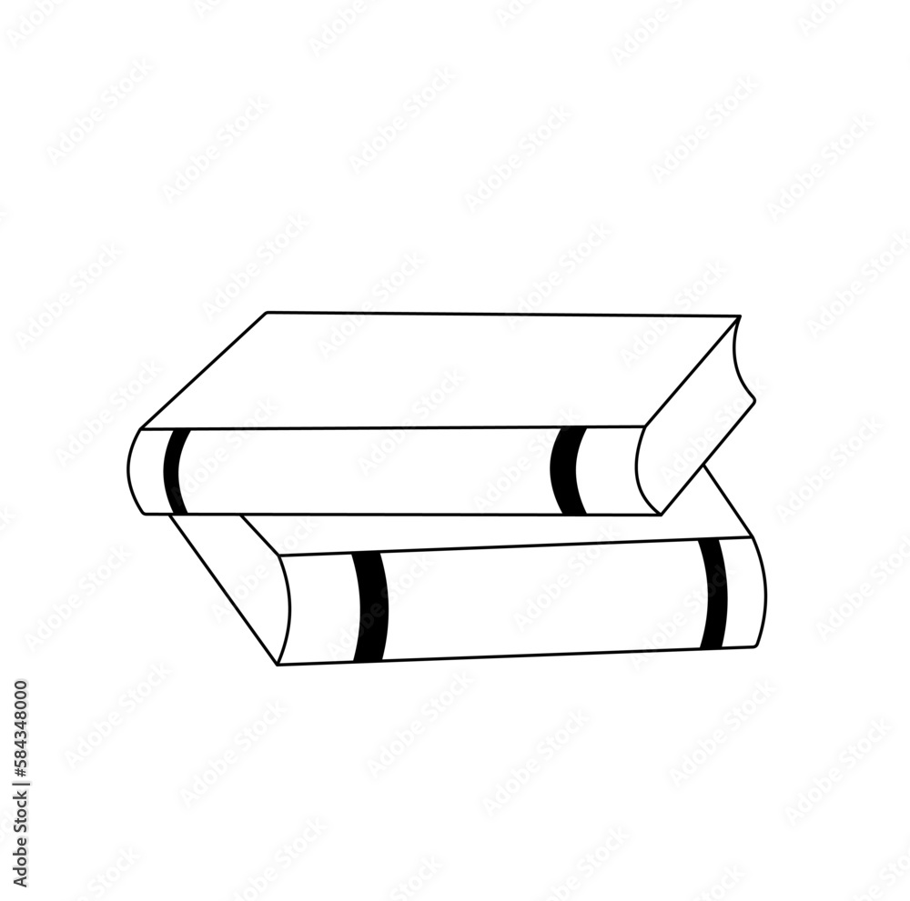 Vector isolated one single two books stack colorless black and white ...