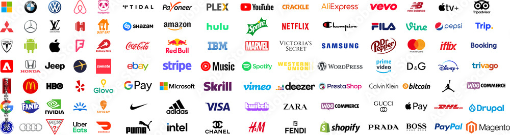 Most popular famous and biggest world company logo brands on ...