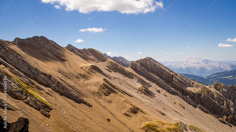 Paysage de montagne d'été montrant différentes strates au niveau du ...