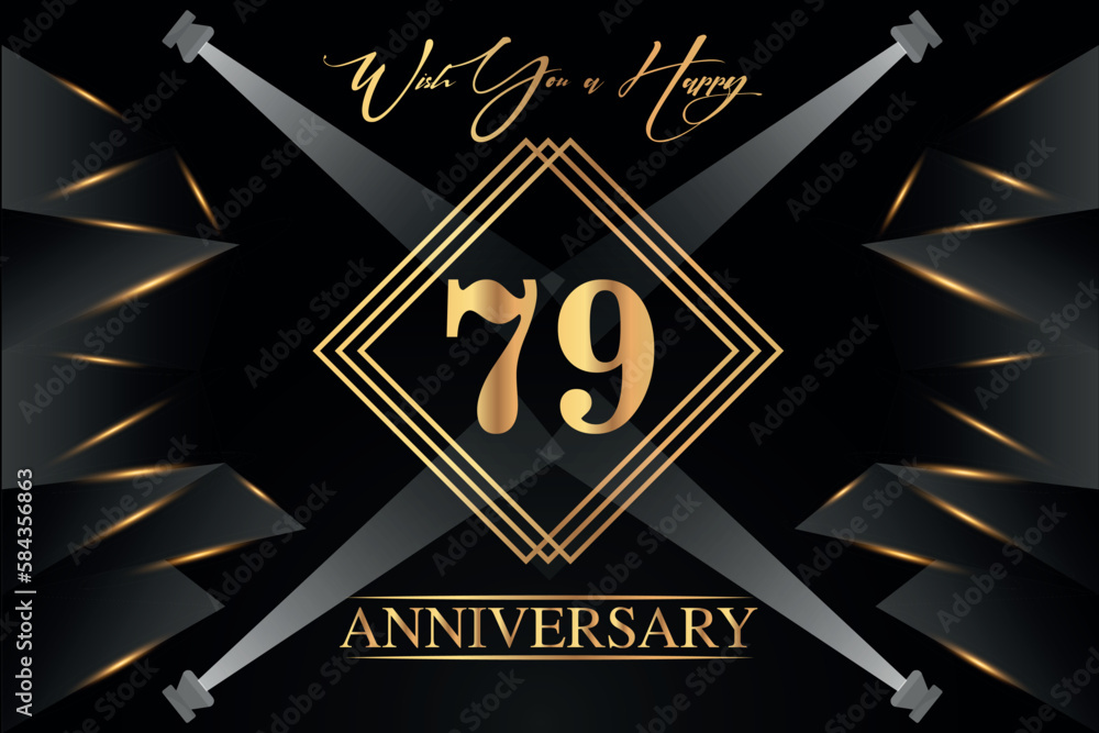 79 year anniversary celebration luxury golden color logo design with ...