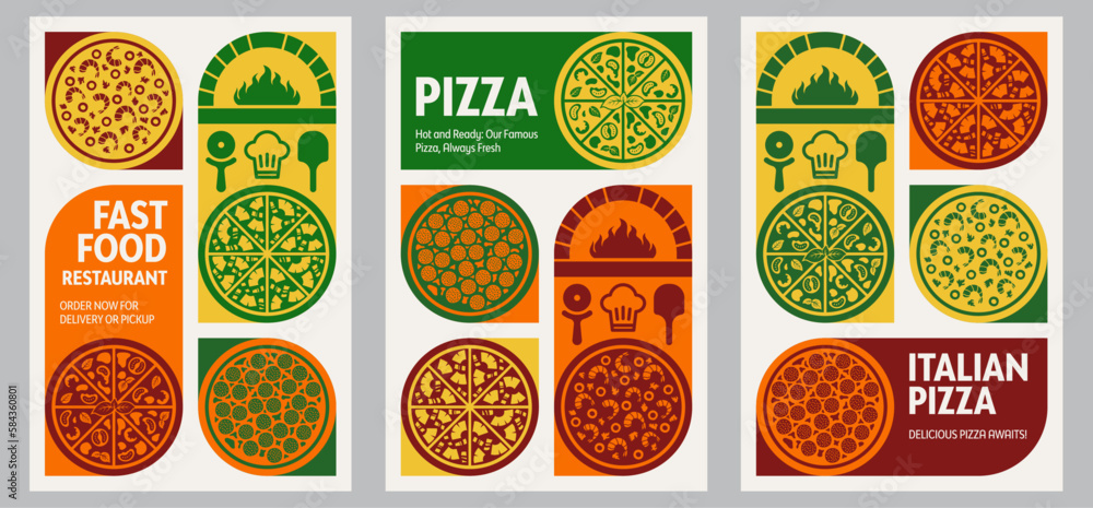 New vector-illustrated pizza banner design for social media marketing ...