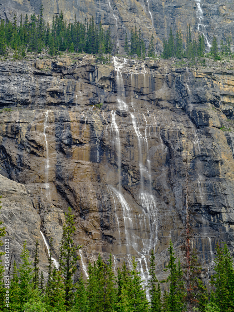 Weeping Walls Waterfalls along the Granite Cliffs near Banff National ...