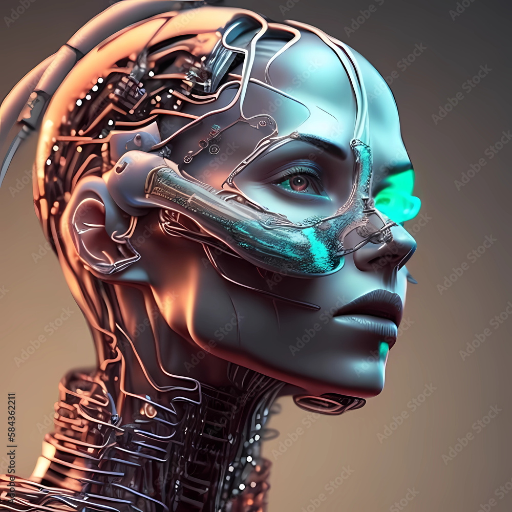 La Fusión Cyborg: Un Retrato Hiperrealista de un Cyborg Symétrico con ...