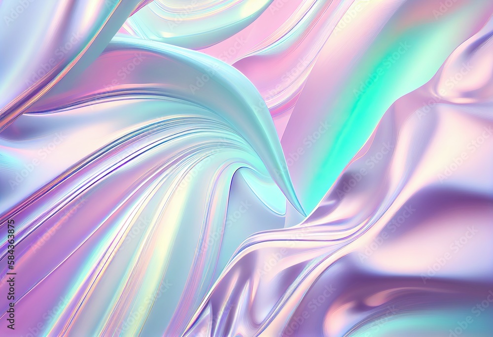 Abstract grainy 3d render holographic chromatic iridescent wave in ...
