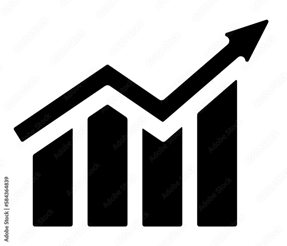 Growing graph icon. Business increase chart with arrow symbol Stock ...