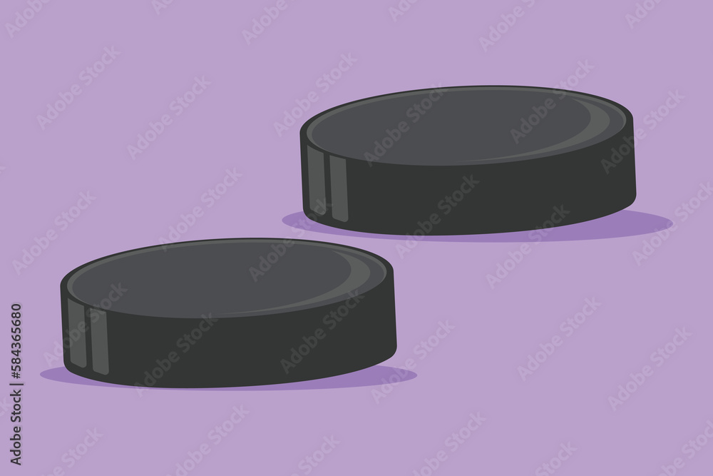 Graphic flat design drawing stylized two ice hockey puck. Ice hockey ...