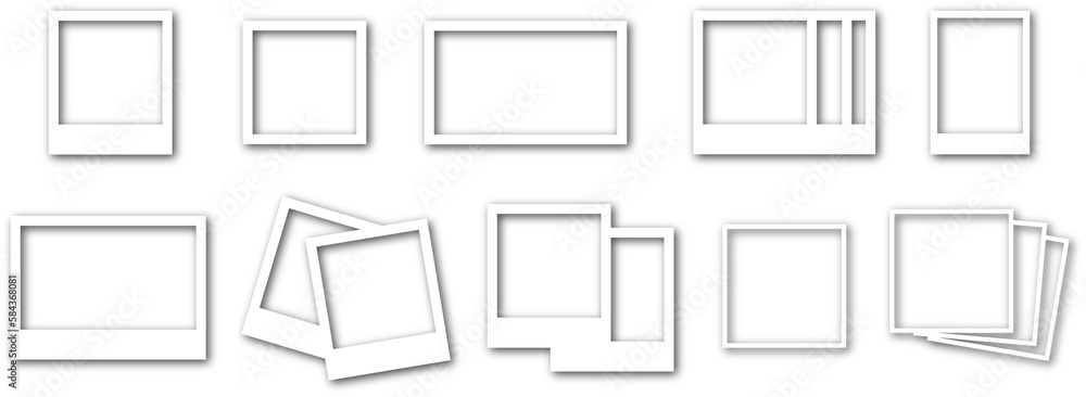Realistic picture frame mockup rectangle, square collection. Blank ...