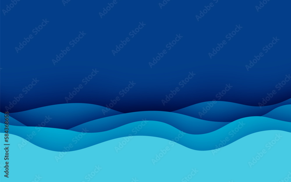 Multi layers blue color texture 3D papercut layers in gradient vector ...