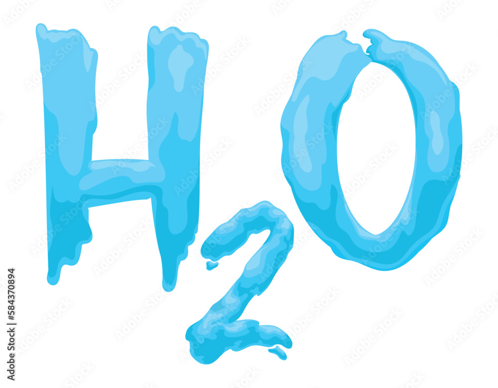 H2O sign with watery effect in cartoon style, Vector illustration Stock ...