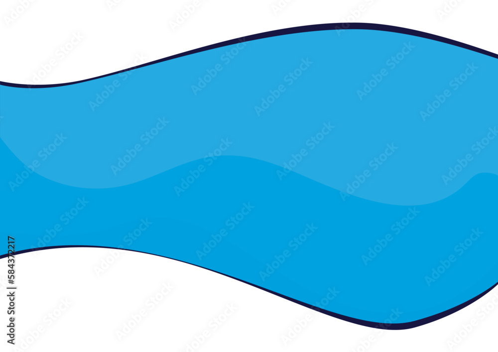 Blue label template with curves in cartoon style, Vector illustration ...