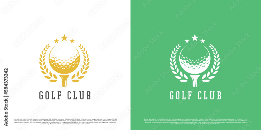 Vetor de Golf club logo design illustration. Creative idea golden golf ...