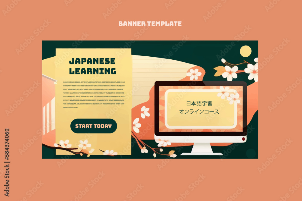Vector banner template Japanese culture travel elearning Education ...