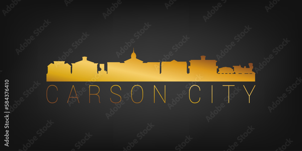 Carson City, NV, USA Gold Skyline City Silhouette Vector. Golden Design ...