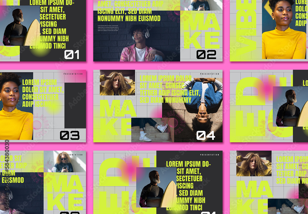 Bright and Bold Interactive Presentation Layout Stock Template | Adobe ...