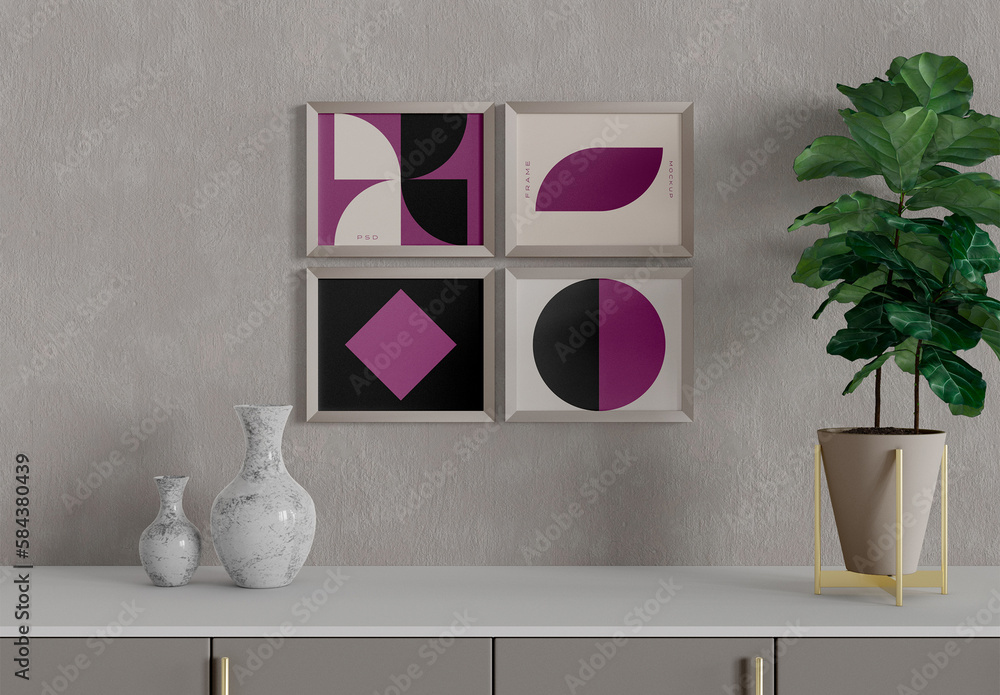 Four Rectangular Frames Mockup Stock Template | Adobe Stock