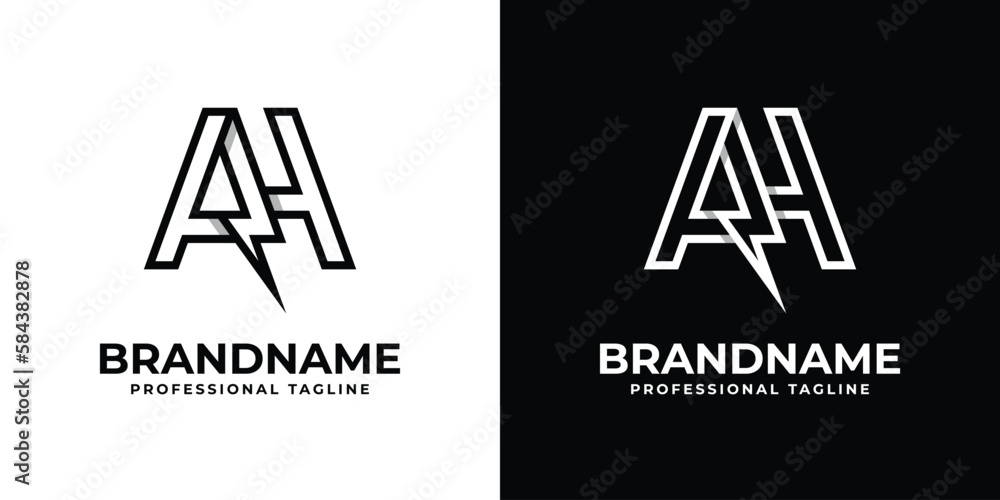 Letter AH Thunderbolt Logo, suitable for any business with AH or HA ...