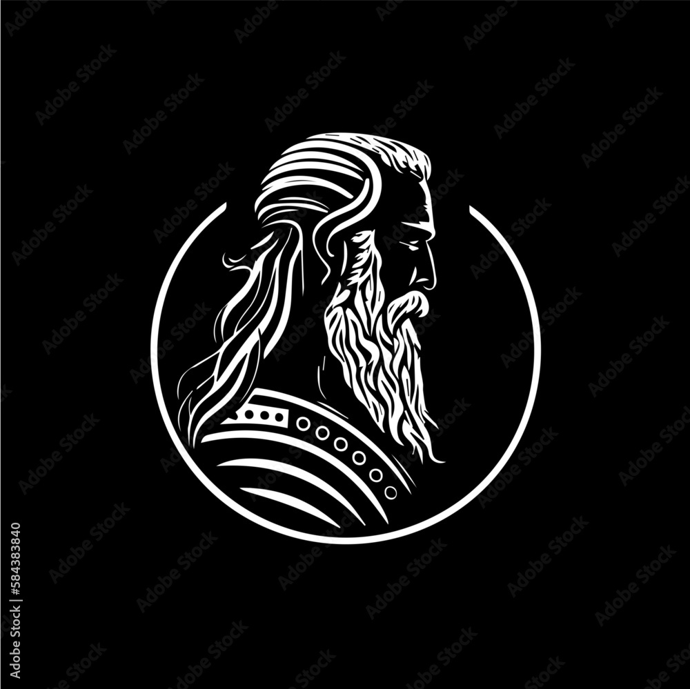 Roman sage profile symbol, Nordic man head emblem, Viking logo template ...