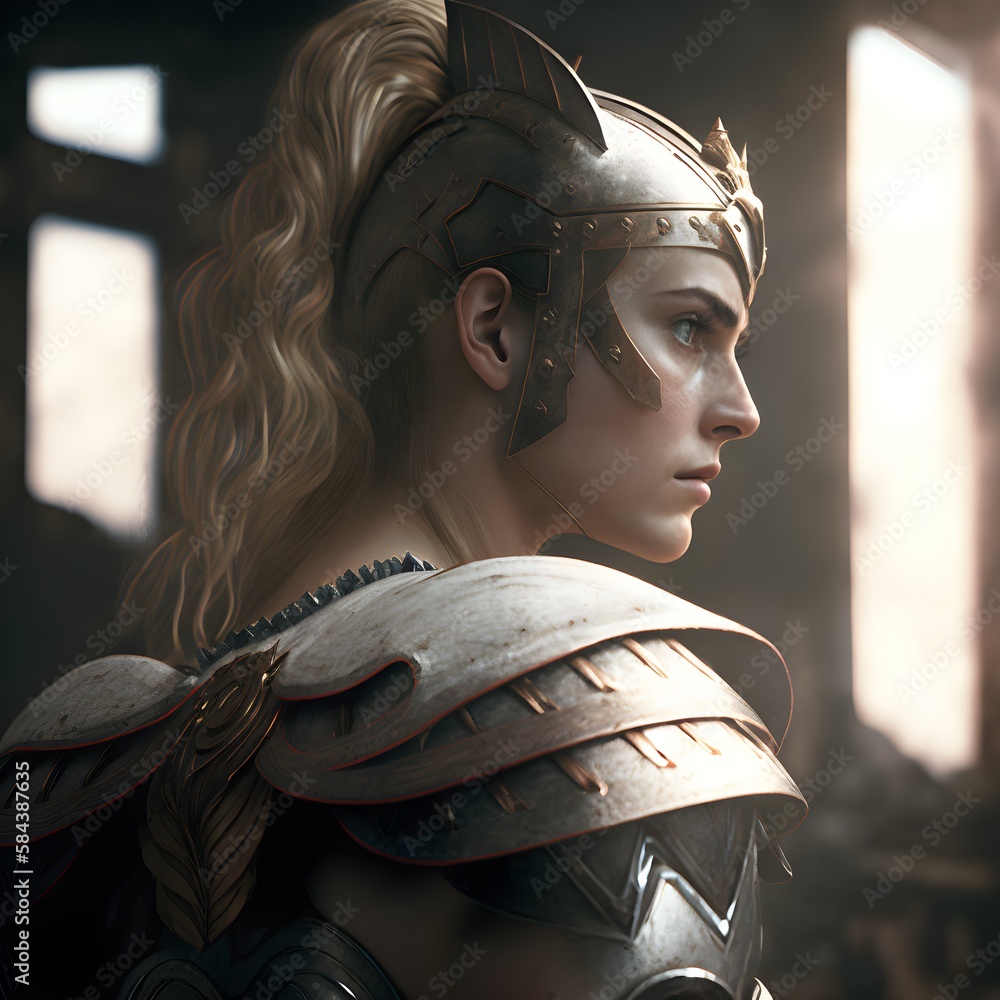 Valkyrie in armor. Generative Ai illustration. This image is not ...