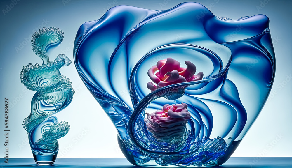 Abstract light emitter glass with iridescent holographic neon vibrant ...