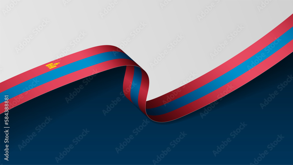 Mongolia ribbon flag background. Stock Vector | Adobe Stock