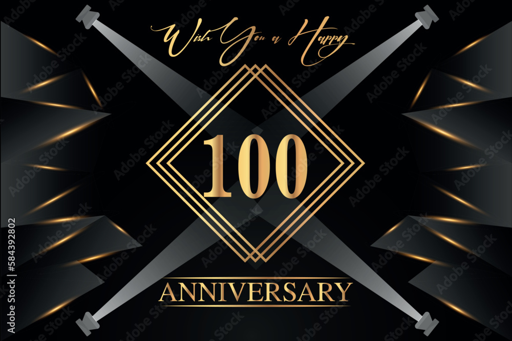 100 year anniversary celebration luxury golden color logo design with ...