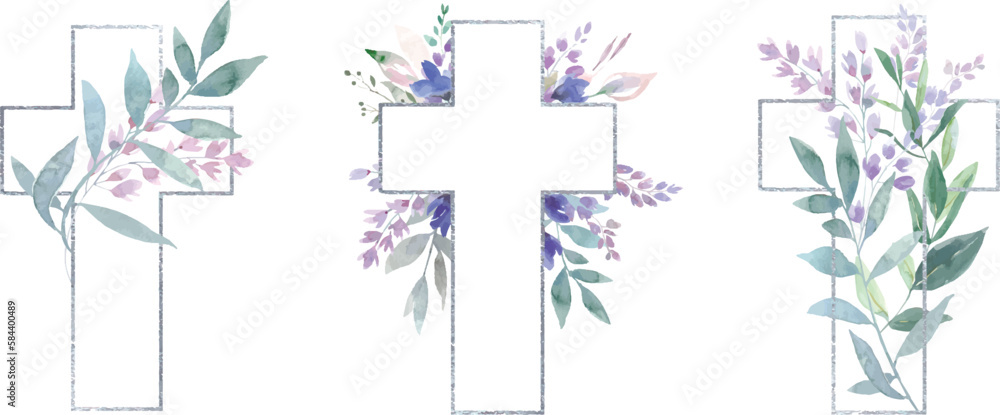 Poster Vector Watercolor Easter cross clipart – Tableau | Europosters
