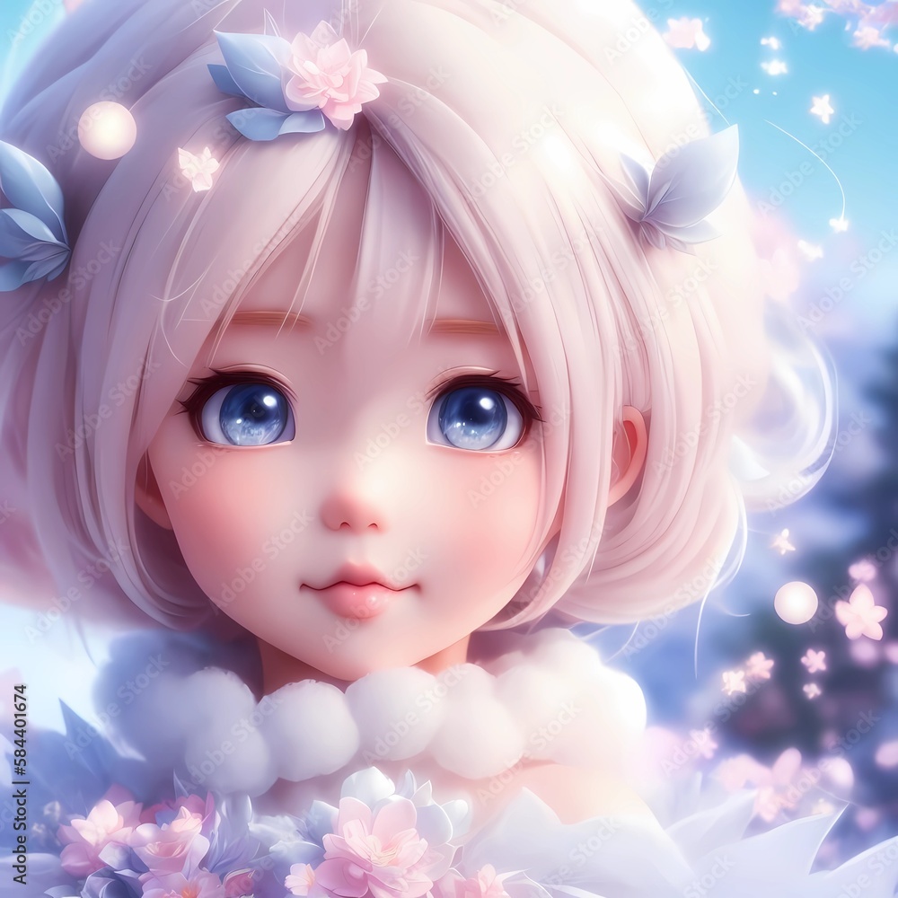 Anime girl spring little white , Background Concept artwork digital art ...