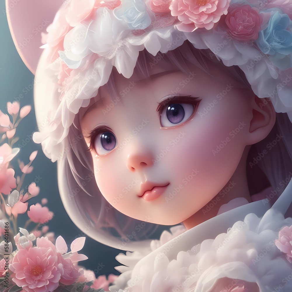 Anime girl spring little white , Background Concept artwork digital art ...