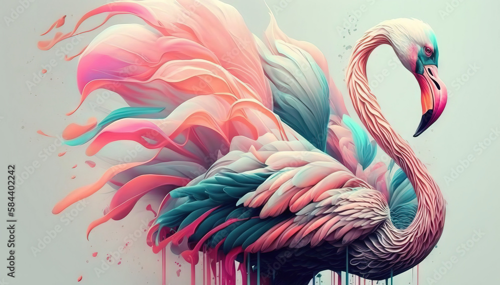 Flamingo abstract wallpaper. Background with cute flamingo bird in ...