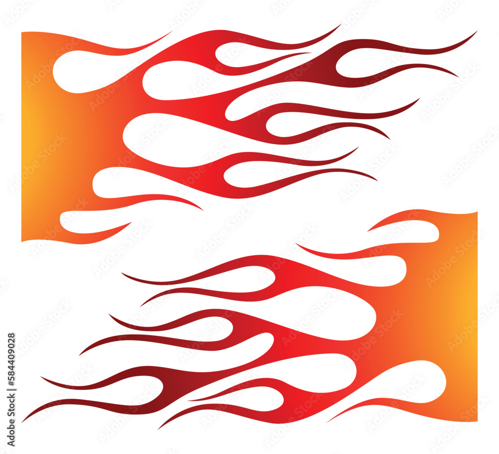 Fire flames racing car decal vector art graphic. Burning tire and flame ...