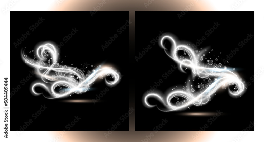 Circular flare transparent light effect. Abstract galaxy ellipse border ...