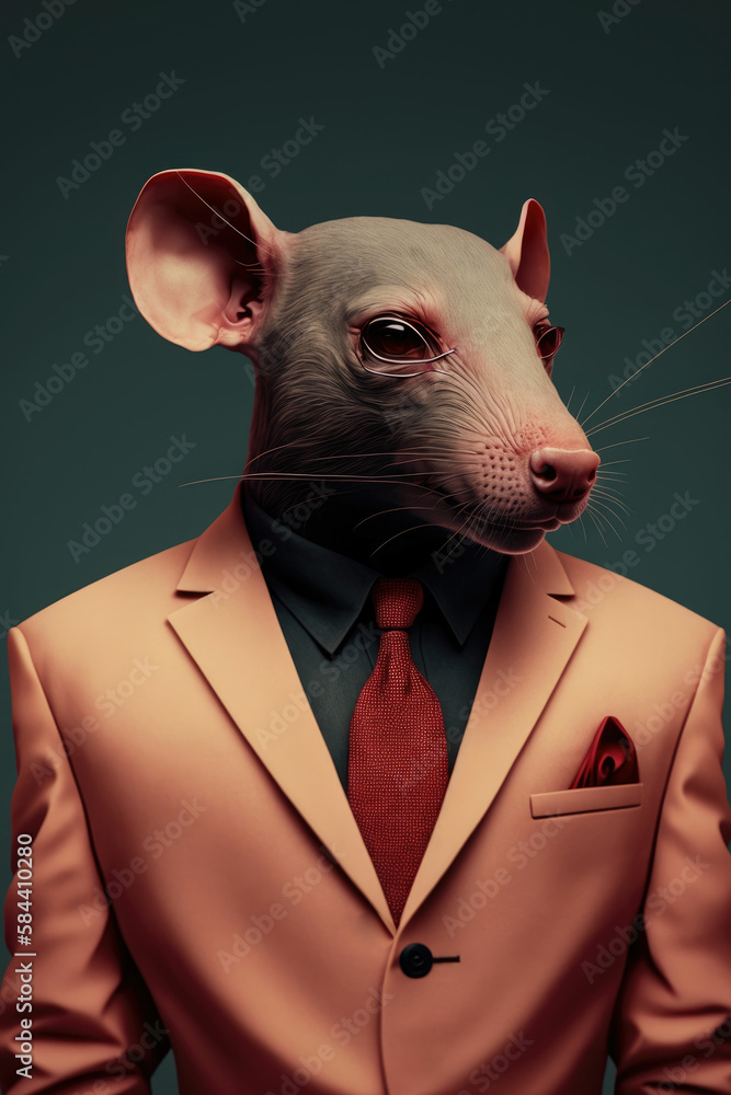 Portrait of a mouse or rat dressed in a formal business suit ,made with ...